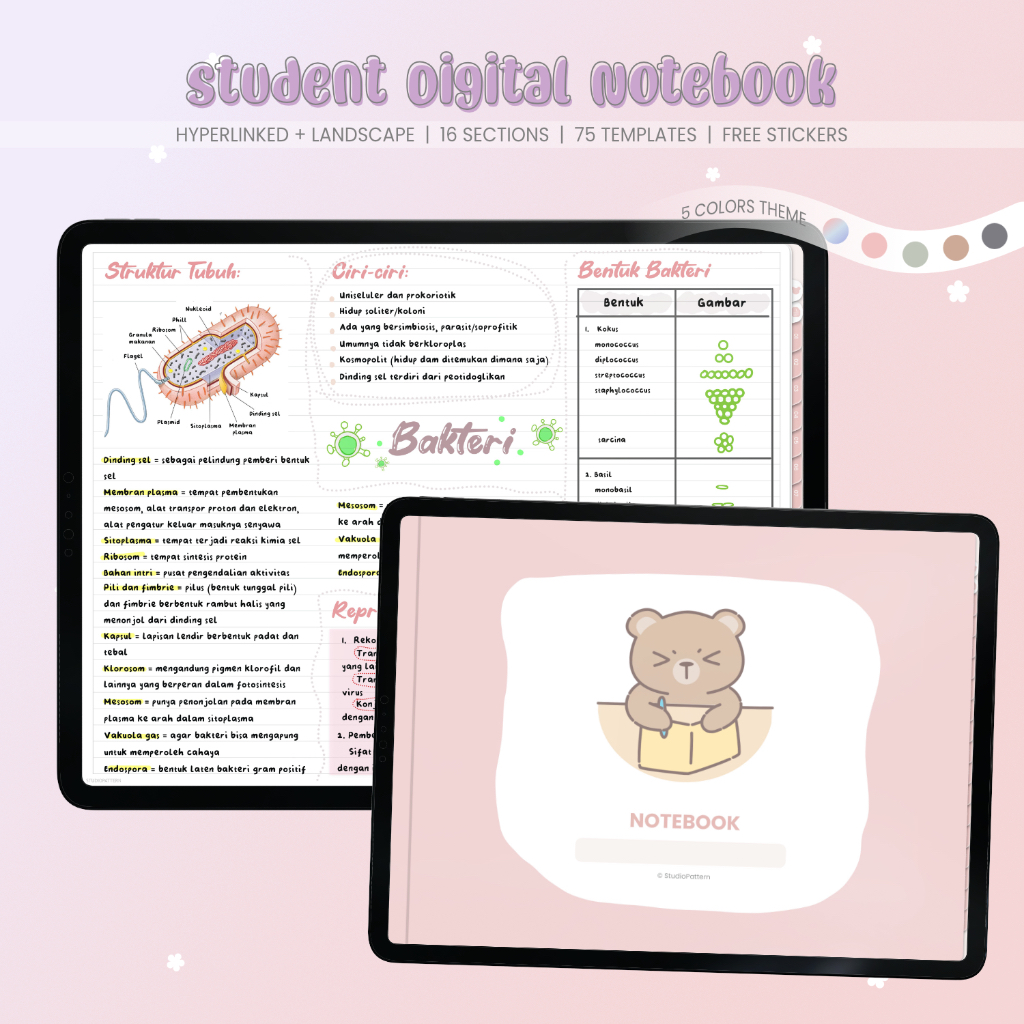 Jual Digital Student Notebook Template Landscape view untuk GoodNotes ...
