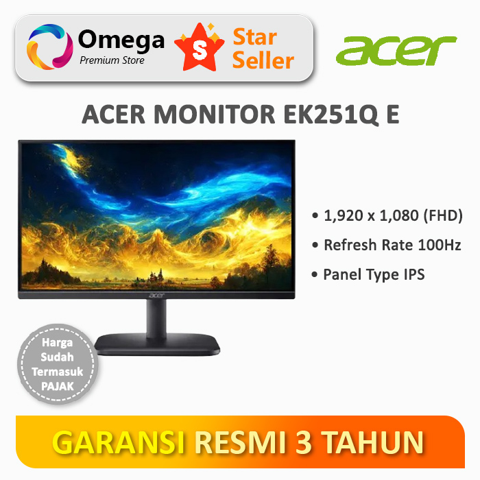 Jual Monitor Acer EK251Q Ebi 25" FHD IPS 100Hz 1ms | Shopee Indonesia