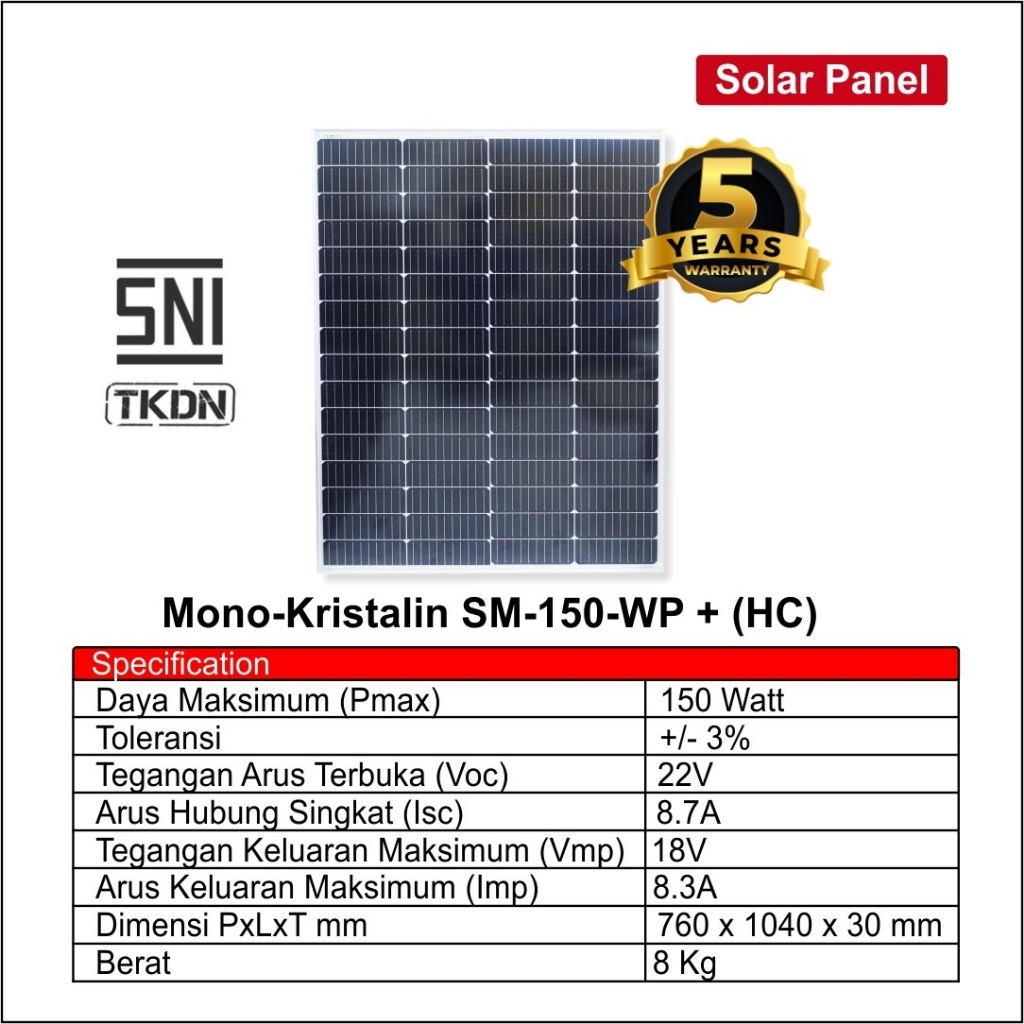 Jual Sunwatt Solar Panel SM-150WP (150 Watt) Mono-Kristalin Half cut ...