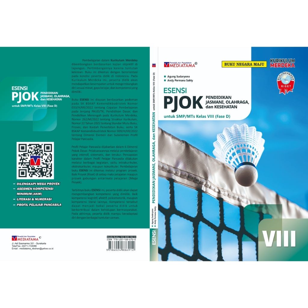 Jual ESENSI Penjasorkes SMP/MTS Kelas VIII (Fase D) Kurikulum Merdeka Buku Berbasis Riset ...