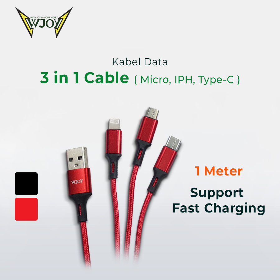 Jual WJOY CB-21 Kabel Data Charger Carger Casan 3 In 1 Fast Charging 1 ...