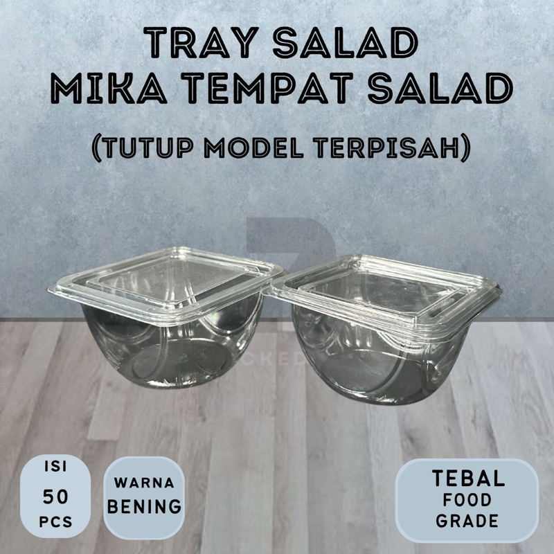 Jual (50 PCS) Mika Tray Salad Tempat Wadah Salad Tutup Terpisah ...