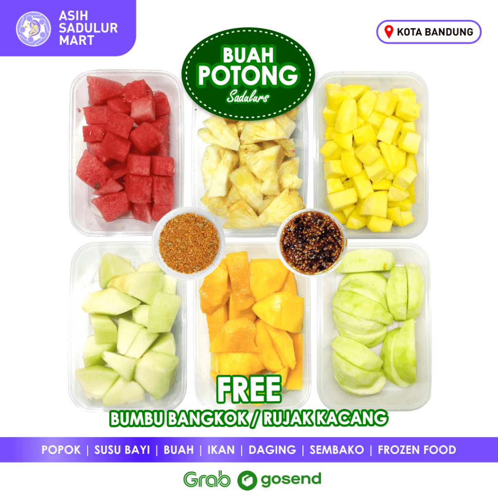 Jual Aneka Buah Potong +- 300gr dan Rujak Bandung Promo (Mangga, Buah ...