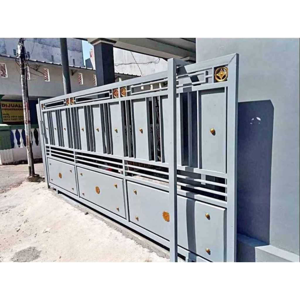 Jual PINTU GERBANG BESI GALVANIS MODEL MINIMALIS | PAGAR RUMAH | PINTU ...