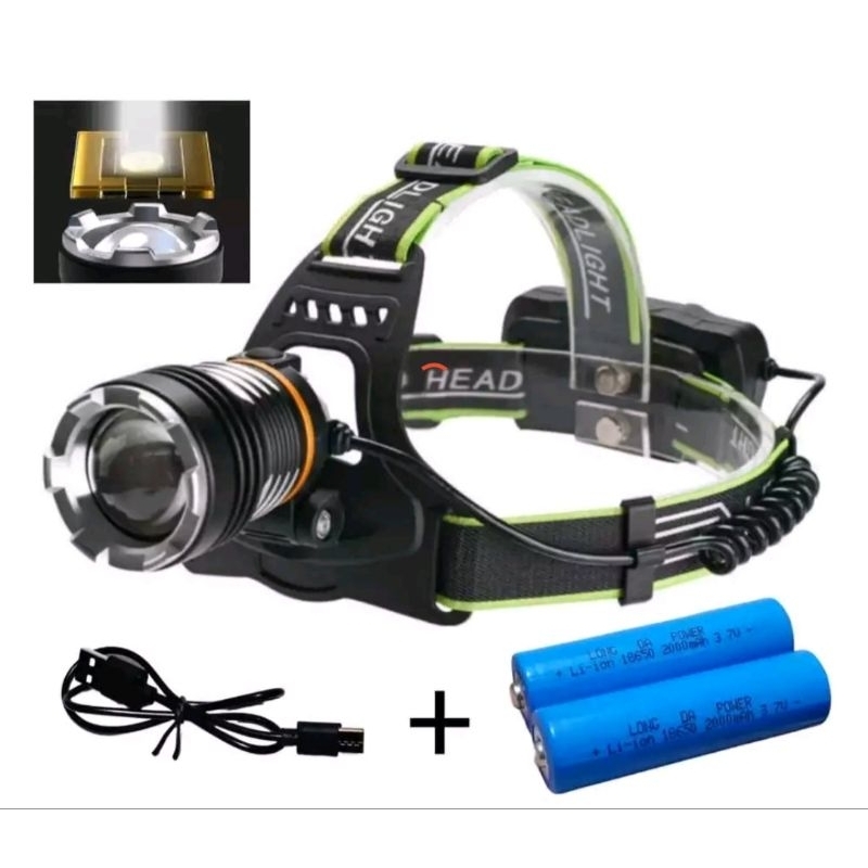 Jual Senter Kepala Laser Super Terang Bisa Zoom + Baterai 4800mAh 3.7V - Senter Led Zoom ...