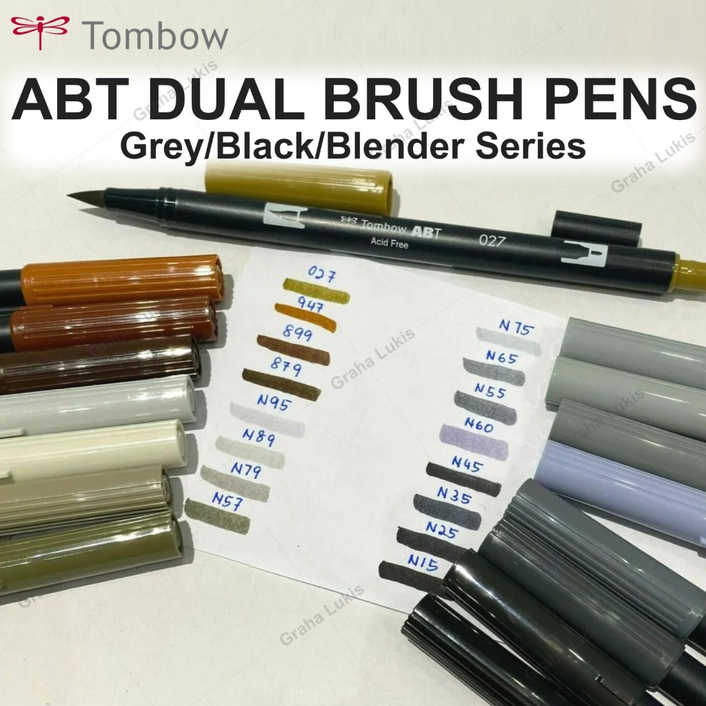 Jual Tombow ABT Dual Brush Pens Grey / Black / Blender Series | Shopee ...