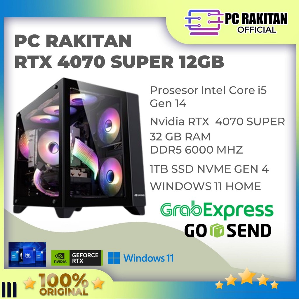 Jual PC RAKITAN RTX 4070 SUPER 12GB / I5 14400F/ WINDOWS 11 | Shopee ...