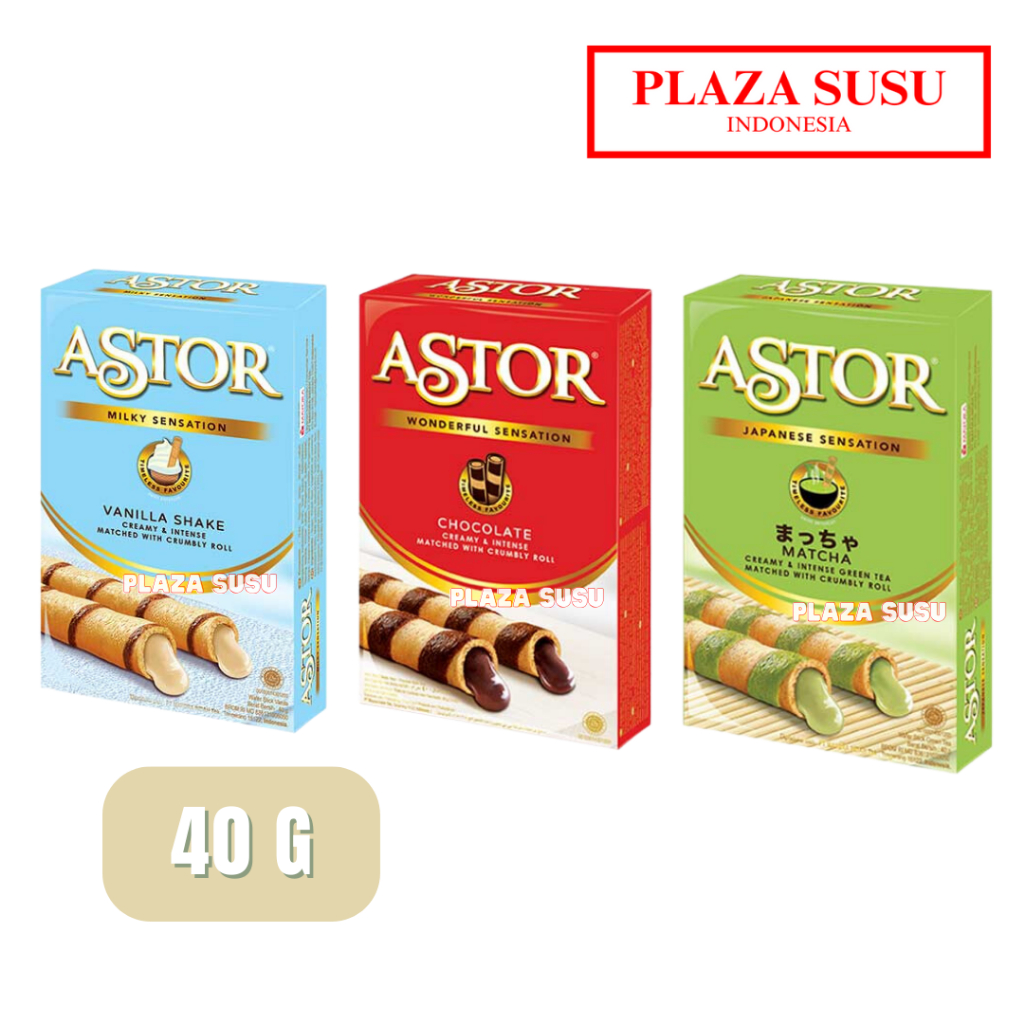 Jual ASTOR BISKUIT 40 G ASTOR MINI WAFER ROLL CHOCOLATE/MATCHA/VANILA ...