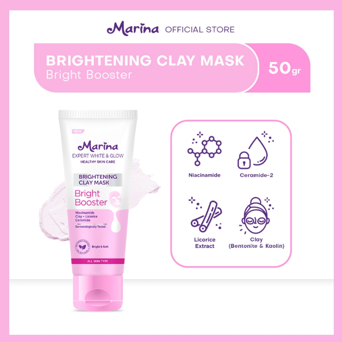 Jual Marina Expert White and Glow Face Mask Bright Booster 50ml ...