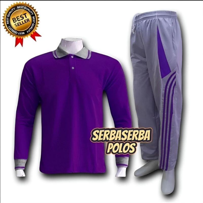 Jual SETELAN KAOS KERAH LENGAN PANJANG UNGU ABU SETELAN TRAINING OLAHRAGA PRIA WANITA | Shopee ...