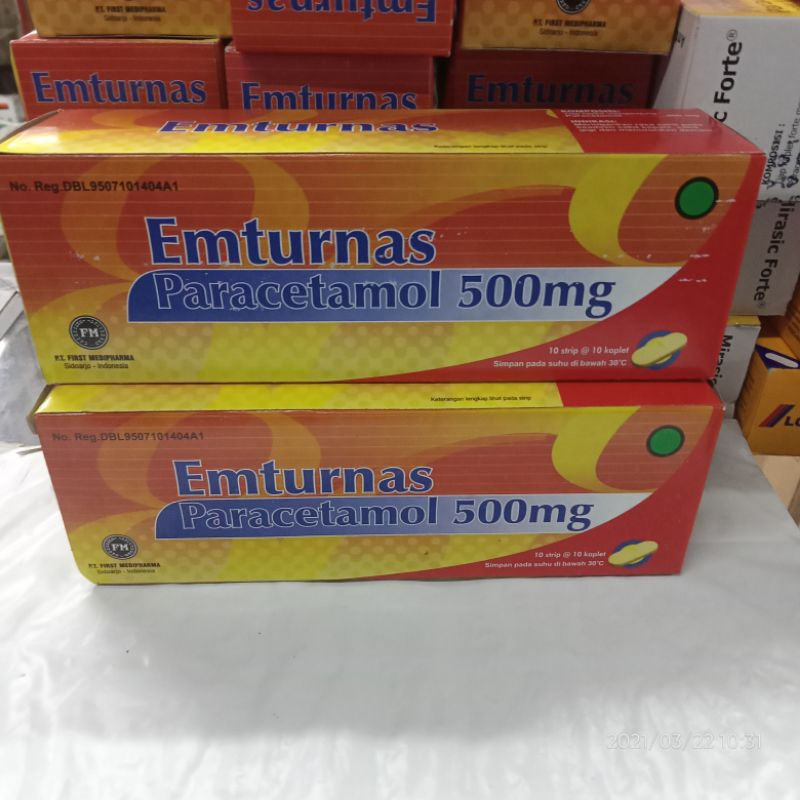 Jual Emturnas 500MG 1 KOTAK ISI 100 TABLET - Meredakan Demam, Sakit ...