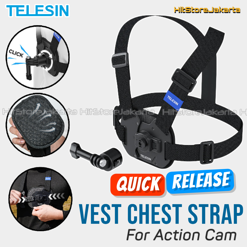 Jual Telesin Quick Release Vest Chest Strap For GoPro Insta360 Osmo ...
