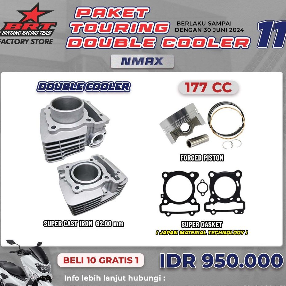 Jual PAKET BLOK + PISTON 62MM (DC) DOUBLE COOLER NMAX/AEROX BRT ...