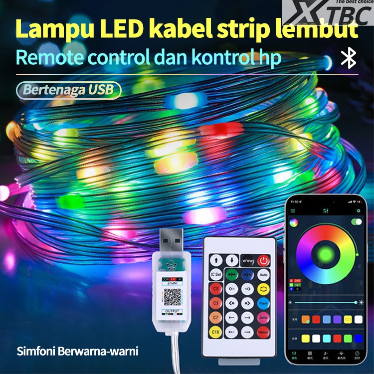 Jual XTBC Lampu Tali RGB LED Strip Simfoni Musik, Kontrol Suara & APP ...
