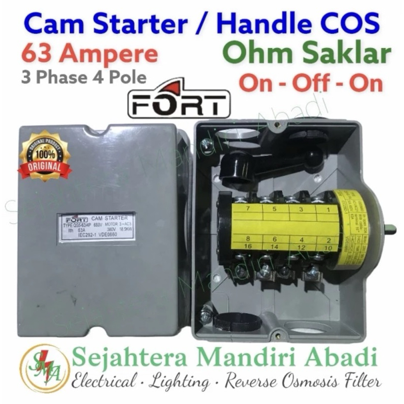 Jual Cam Starter 63A 3Phase 4 Pole Handle COS Ohm Saklar QS5 63A ...