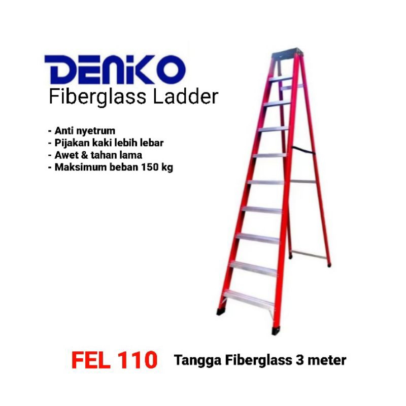 Jual Tangga Lipat Fiberglass 3 Meter 10 Step DENKO FEL 110 | Shopee ...