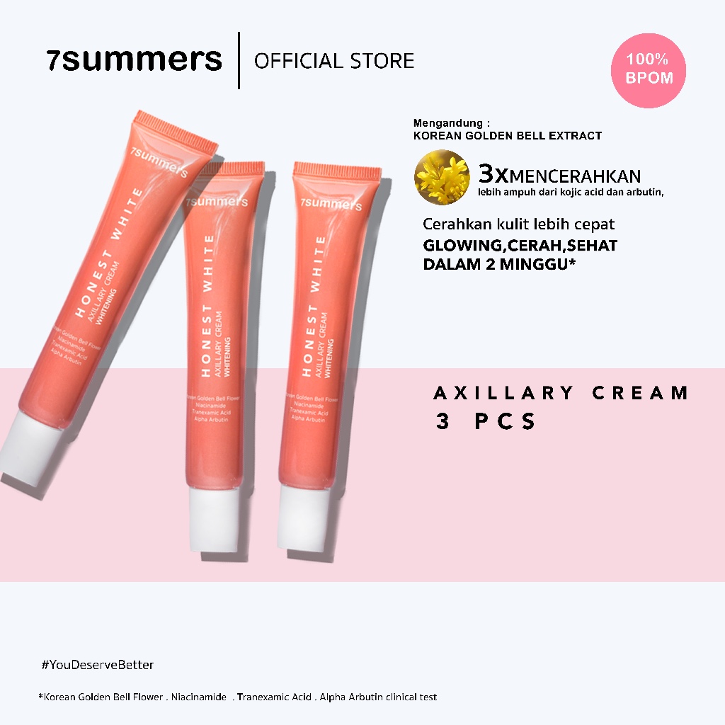 Jual 7SUMMERS Honest White Axillary Cream Whitening bundle x3 Smoothing ...