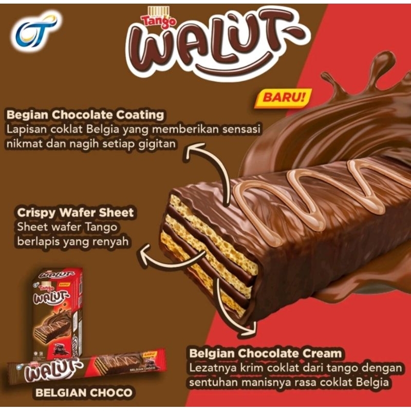 Jual Wafer Tango Walut Belgian Choco (1box isi 12pcs) | Shopee Indonesia