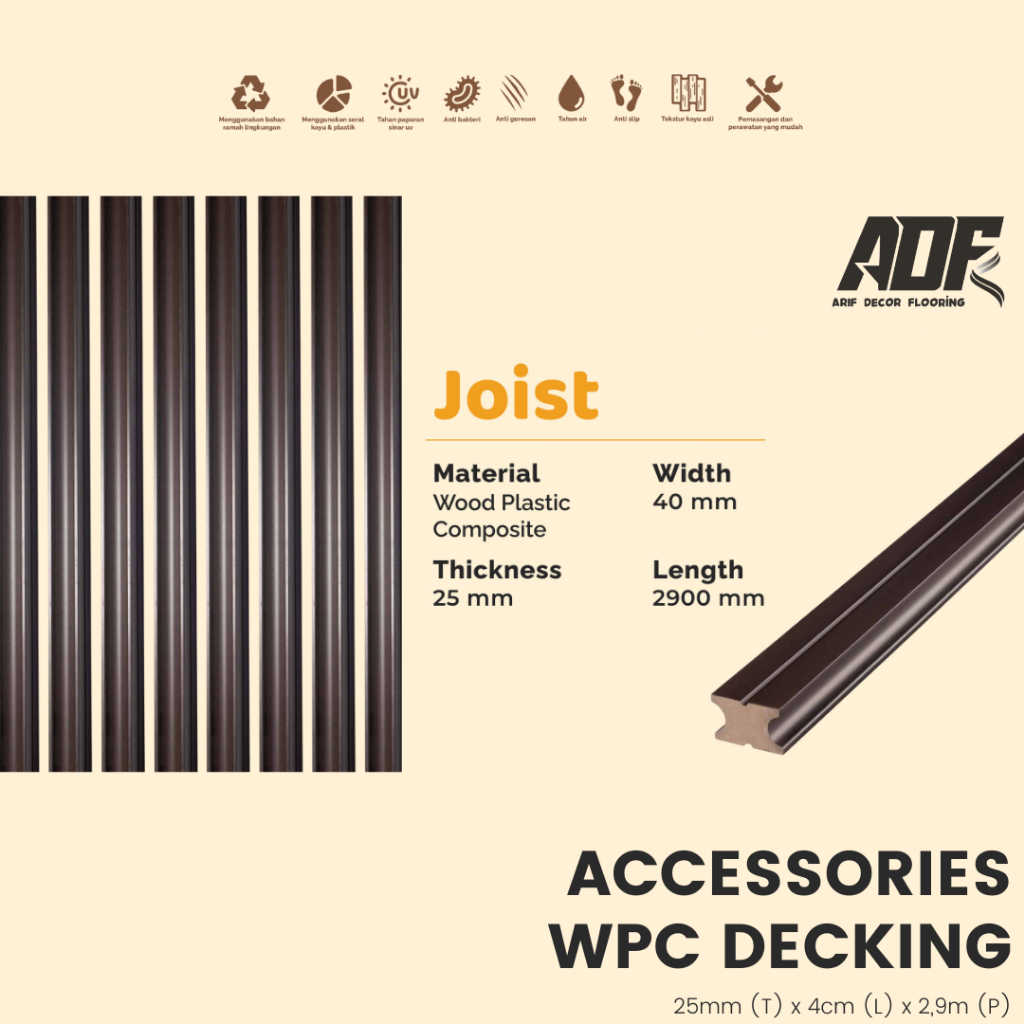 Jual Joist wpc decking / rangka decking / aksesoris lantai wpc decking ...