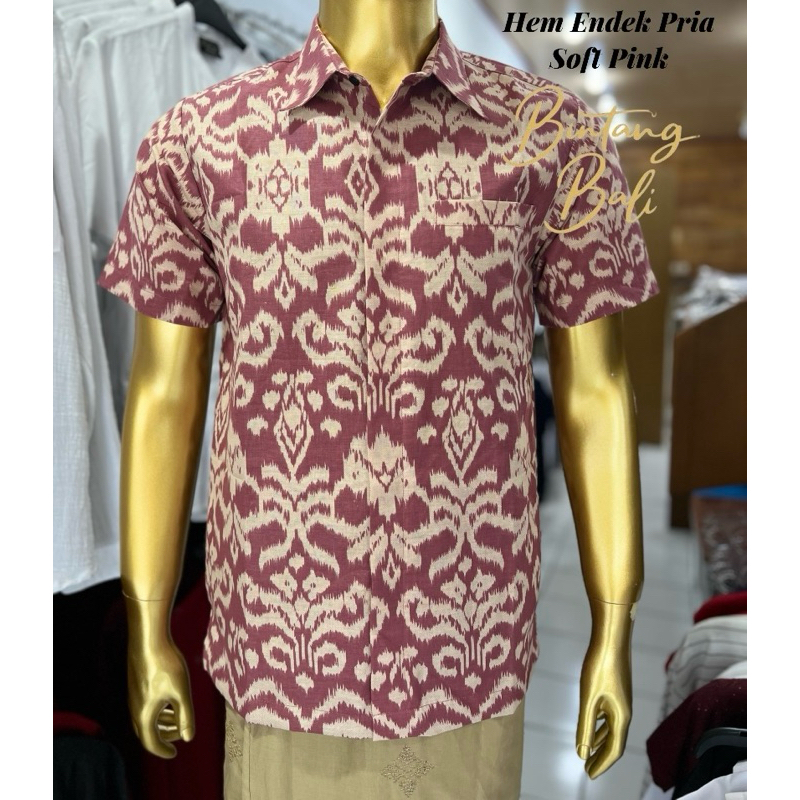 Jual Terbaru Kemeja Endek Bali Pria Lengan Pendek Furing bahan Katun ...