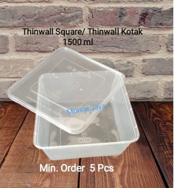 Jual Thinwall 1500ml Square Klir Thinwall Square Kotak Makan Food