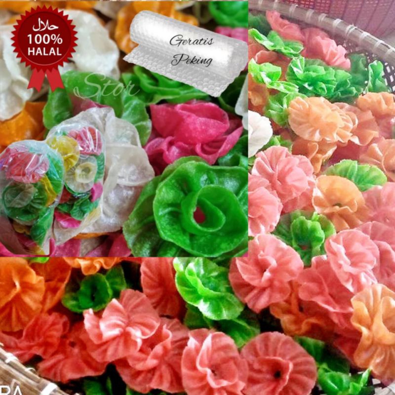 Jual Kerupuk kueh dapros kembang rose mentah isi 45 pcs 1 bungkus ...