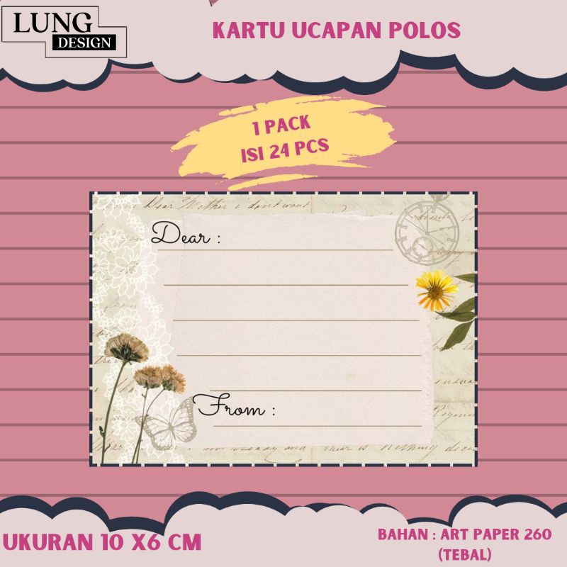 Jual (HARGA 1 pack isi 24 pcs) KARTU UCAPAN POLOS / Greeting Card ...