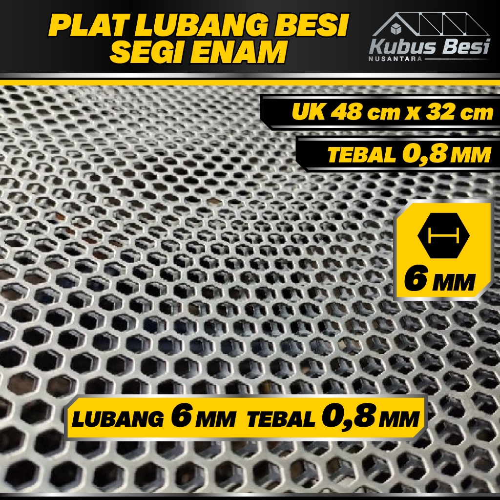Jual 48x32 cm - Plat Lubang Hexagonal 6 mm - Tebal 0,8 mm. Ram Gril ...