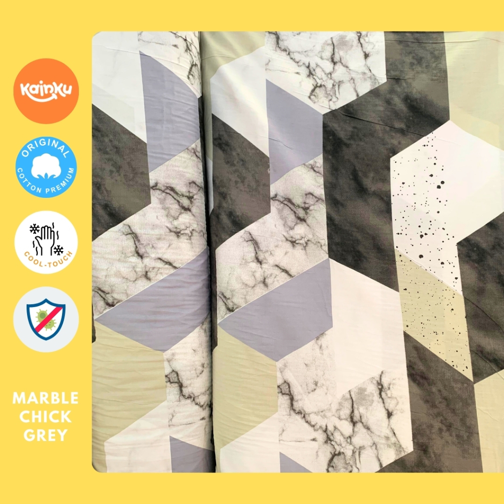 Jual KAINKU - Kain Meteran Katun Lokal CVC "MINIMALIS MARBLE CHICK GREY ...