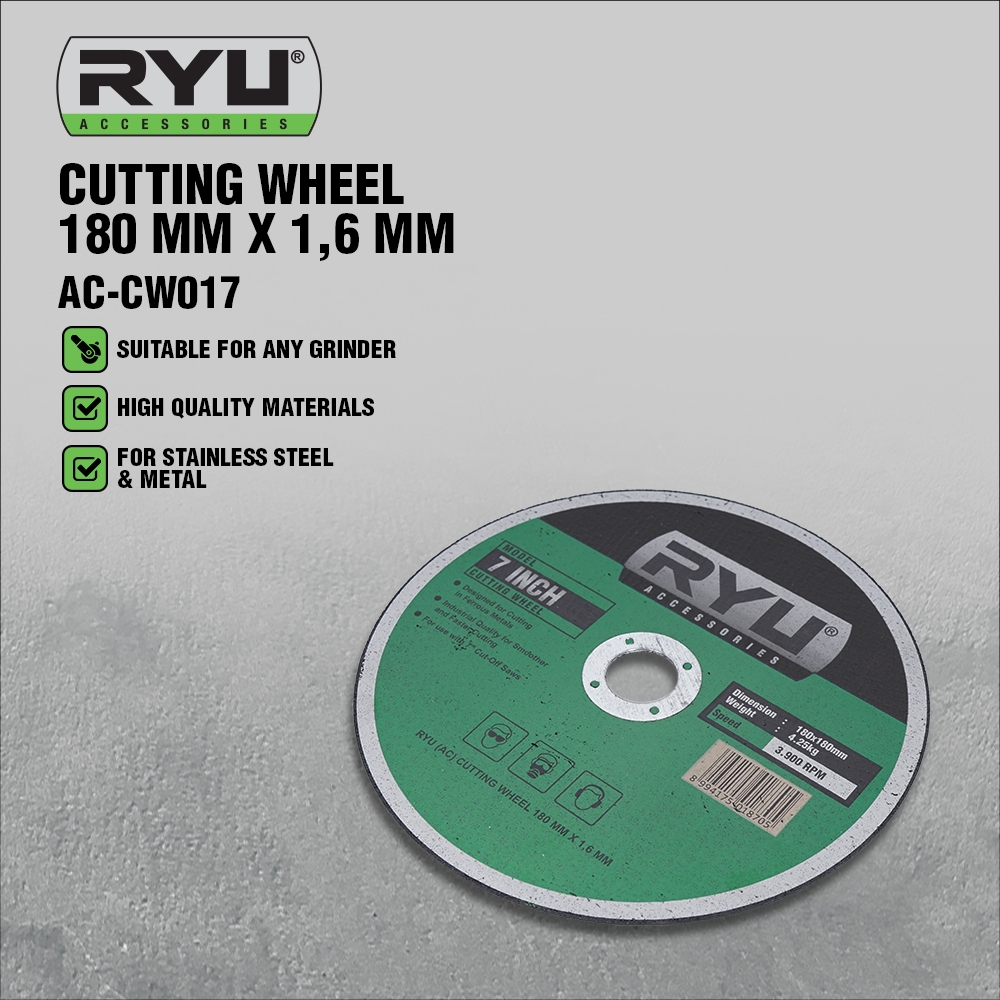 Jual Ryu cutting wheel 7 inch 180 mm - batu potong - cut off saw ...