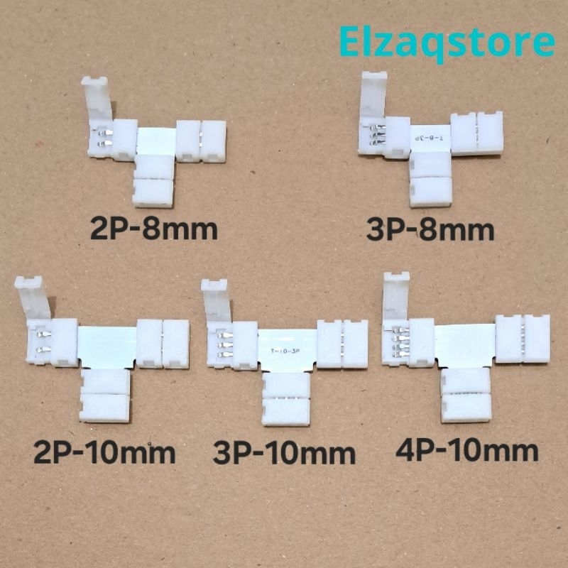 Jual Konektor Klip Jepit + PCB Bentuk T LED Strip 8mm 10mm | Shopee ...