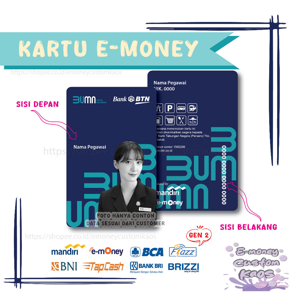 Jual KARTU EMONEY ID CARD BTN BUMN MANDIRI FLAZZ BCA GEN 2 BNI TAPCASH ...