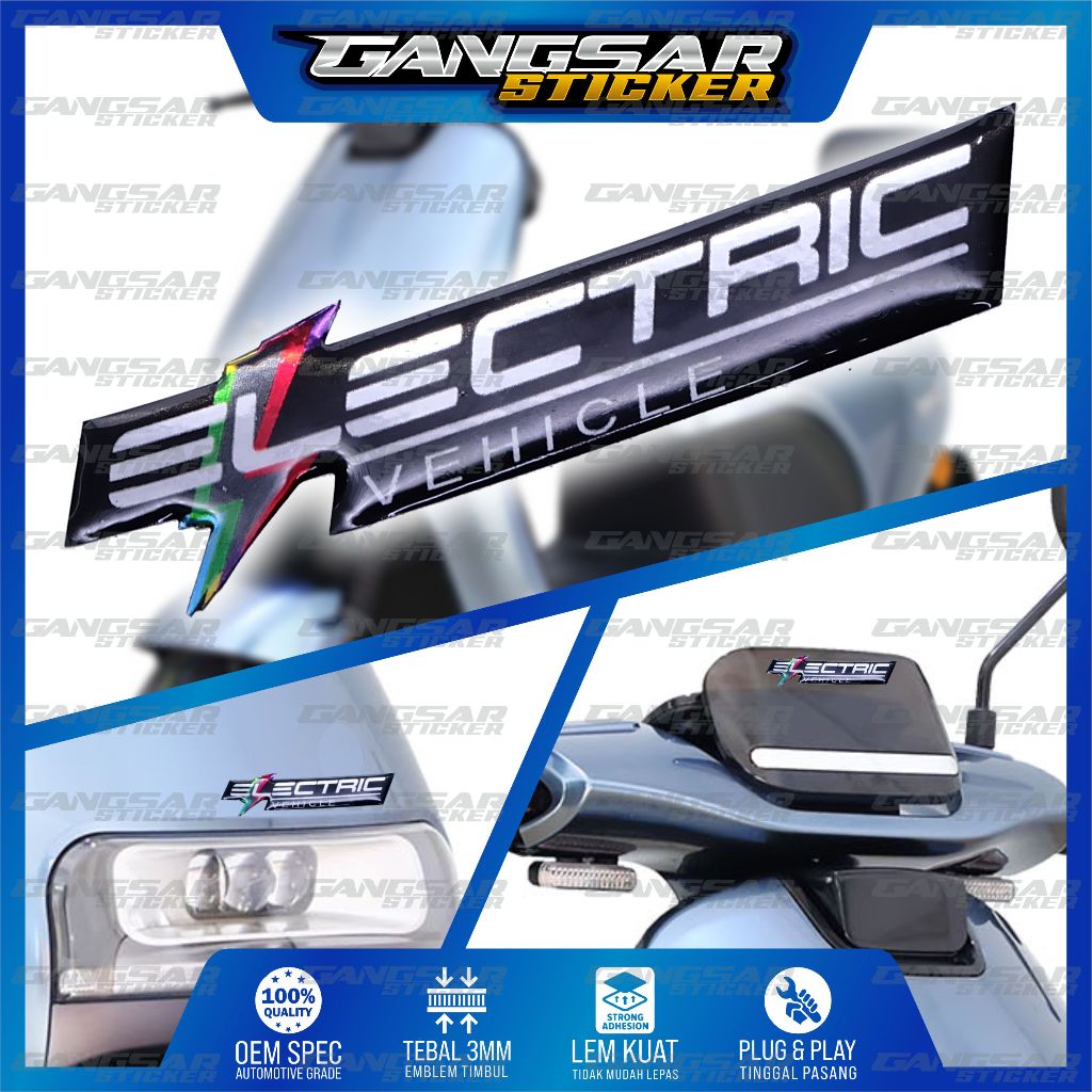 Jual Emblem logo electric vehicle / emblem timbul motor listrik ...