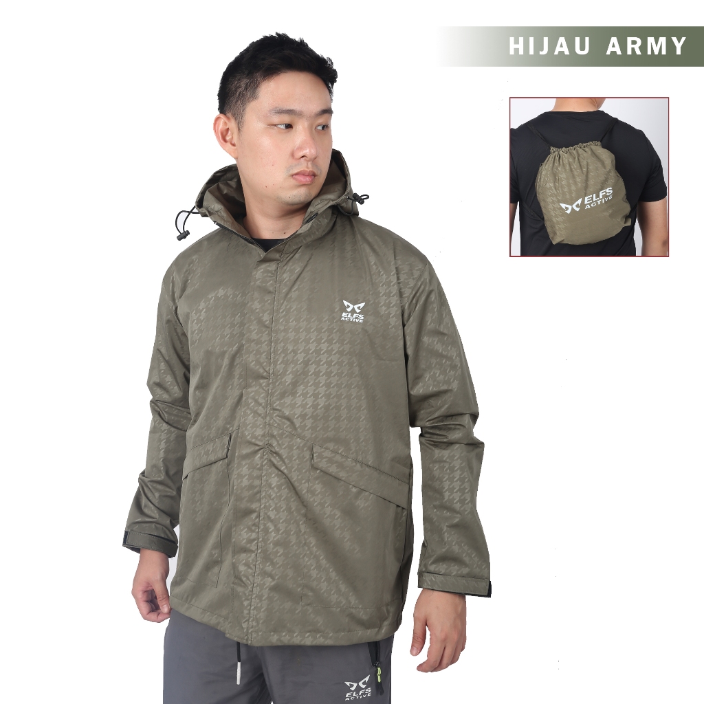 Jual Elfs Active Quick Fold Rain Jacket String Bag Jaket Parka Hiking ...