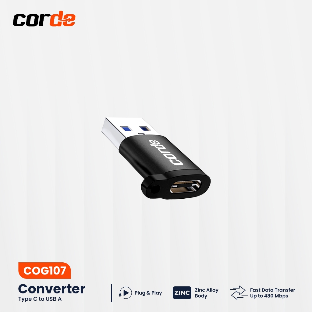 Jual CORDE OTG Type C to USB A Adapter Converter Zinc Alloy Hitam ...