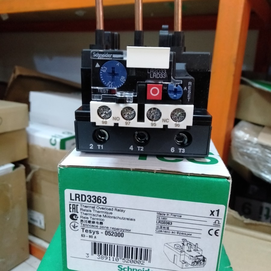 Jual Thermal Overload Relay TOR Schneider LRD3363 LRD 3363 63A-80A ...