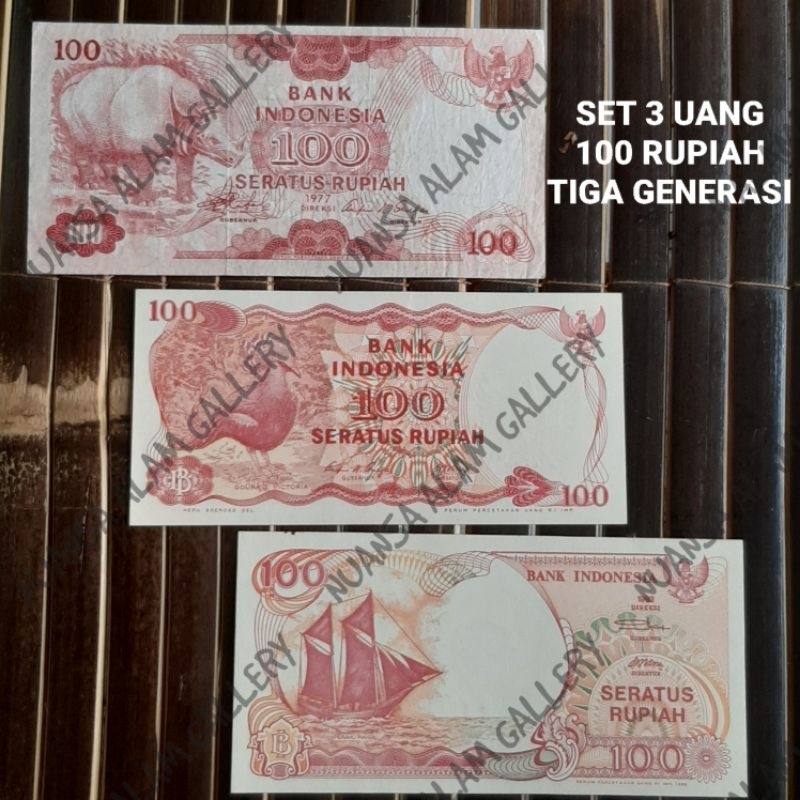 Jual Set 3 Lembar Uang Kertas 100 Rupiah Dari Masa Ke Masa Kondisi ...
