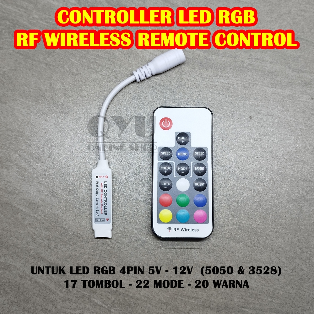 Jual Remote RF Driver LED RGB 4 pin Controller DC 12V USB 5V MOLEX | Shopee Indonesia