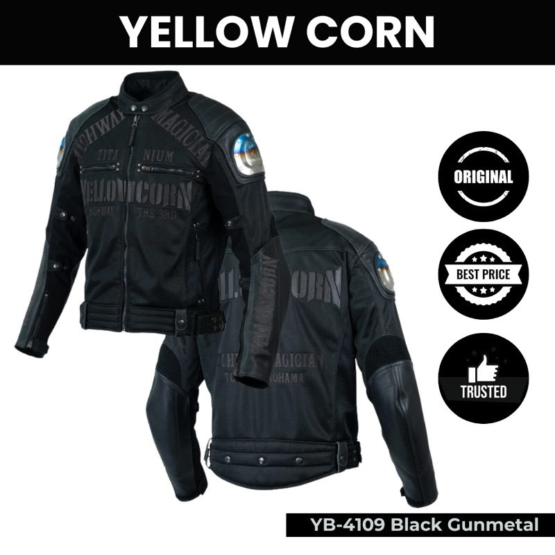 Jual Yellow Corn Jacket YB-4109 Black Gunmetal (Full Protector) 100% ...