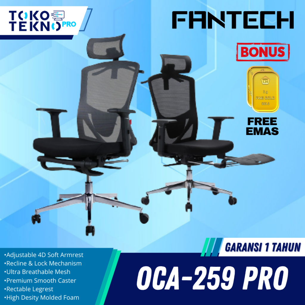 Jual Fantech OCA259s / OCA-259s Kursi Kantor Kerja Jaring Office Chair | Shopee Indonesia