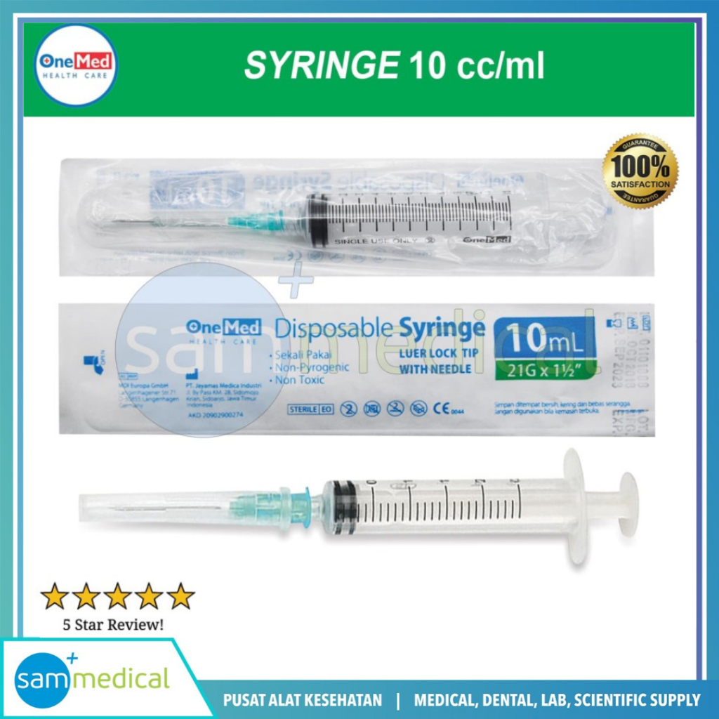 Jual Onemed Spuit Disposable + Needle - 10 cc ( PER 10 PCS ) / Syringe 10 ml / Suntikan + Jarum ...
