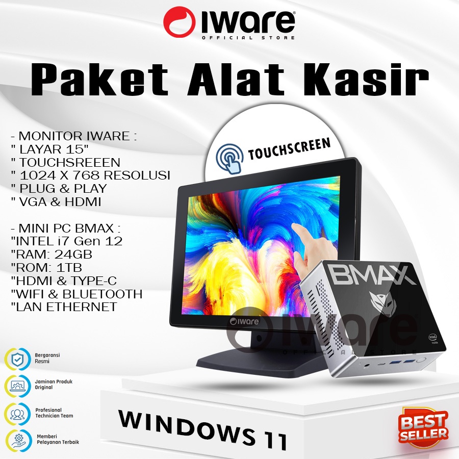 Jual Iware Paket Monitor Touchsreen 15" 17" With Mini PC Core i7 Gen 12 24GB/1TB | Shopee Indonesia