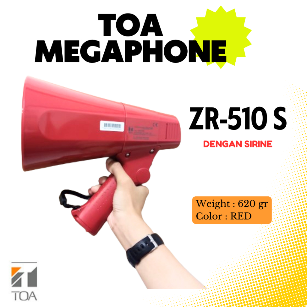 Jual Megaphone TOA ZR-510 S dengan Sirine ZR 510S R 510 S ORI Merk TOA ...