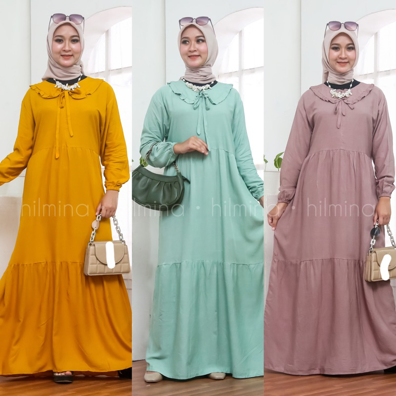 Jual Dress Wanita Rayon Motif Polos Standar Gamis Dress Cantik Wanita ...
