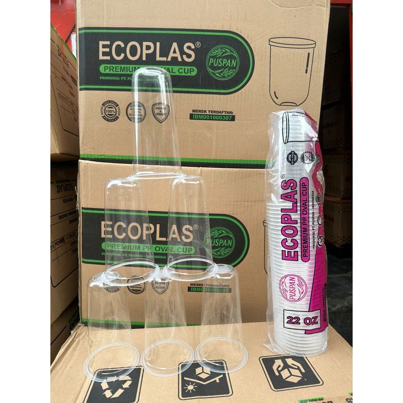 Jual 50pcs Gelas Plastik Oval 22oz Merk Puspan Ecoplas 8gr/Gelas 22oz Oval | Shopee Indonesia