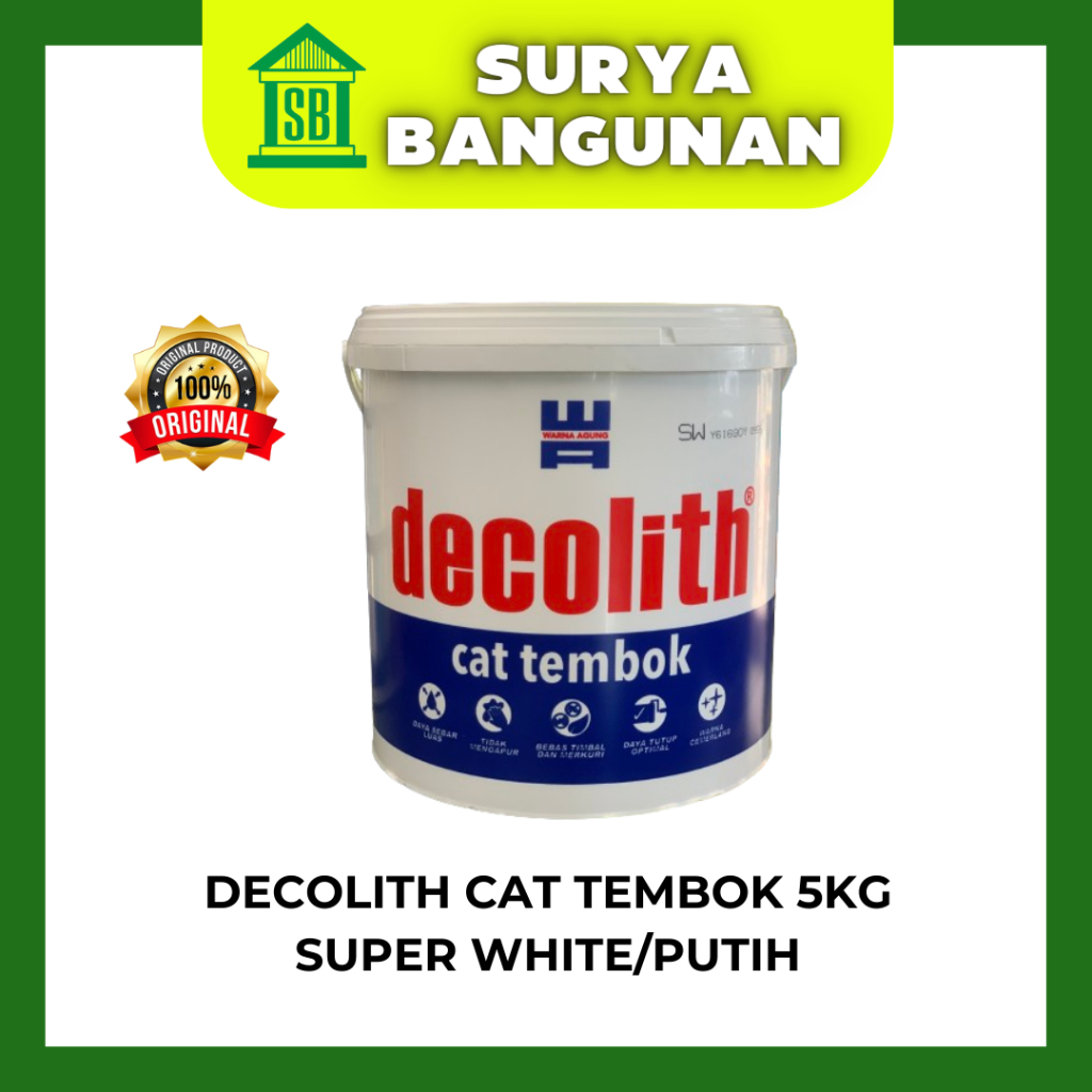 Jual CAT TEMBOK PUTIH MURAH DECOLITH 5KG | Shopee Indonesia