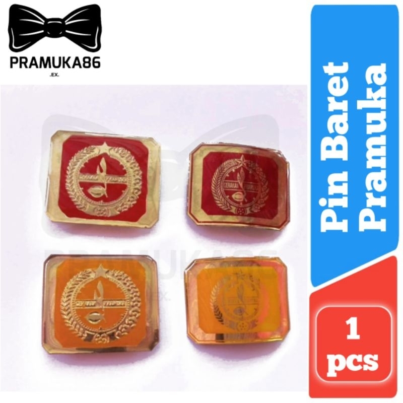 Jual Pin Tanda Topi Pramuka Merah & Kuning / Tanda Topi Baret Putra ...