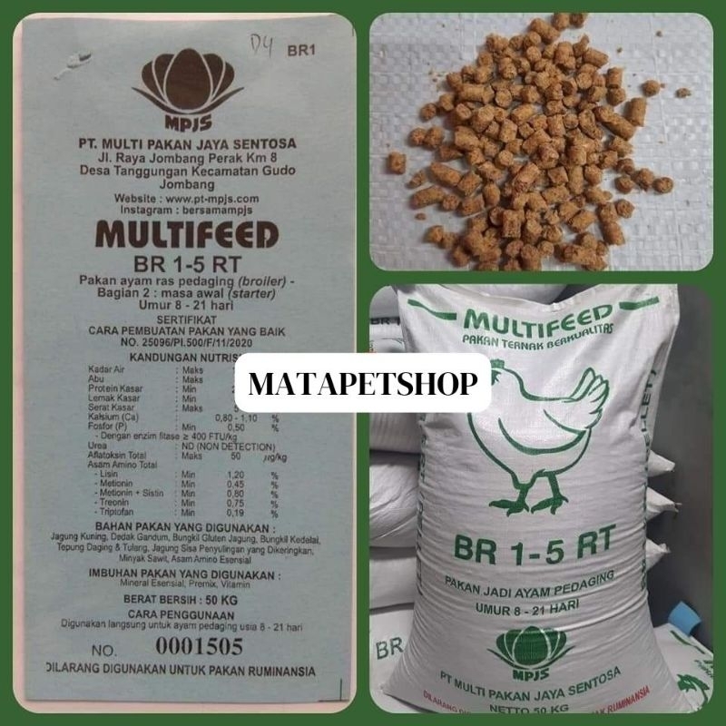 Jual Pur Ayam Multifeed Br 1-5 RT PELLET 1 kg Pakan Ayam Br 1-5 1 kg | Shopee Indonesia