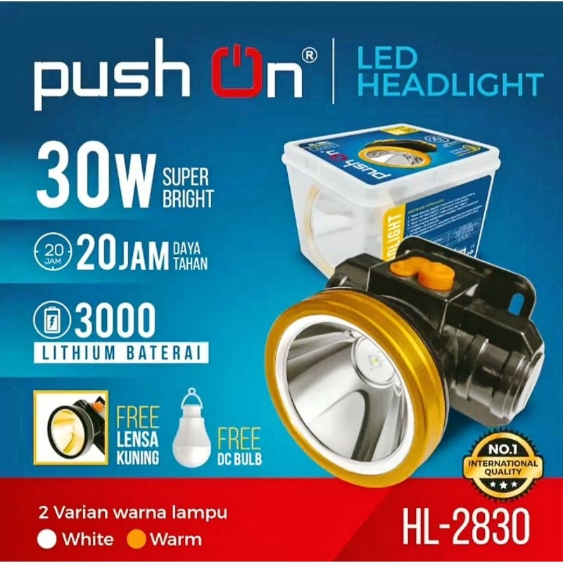 Jual Senter Kepala LED 30W Headlight Rechargeable Led 30 Watt Headlamp ...