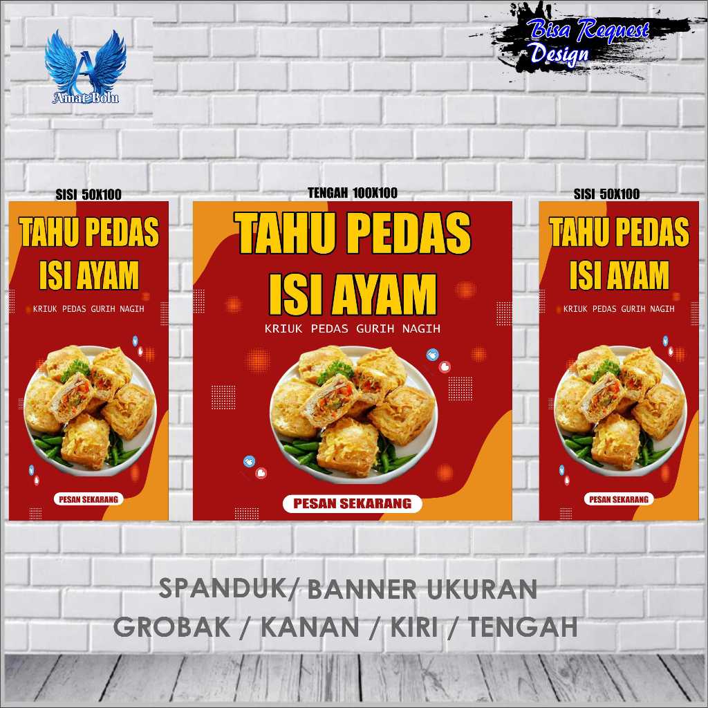 Jual Cetak Banner Cetak Spanduk Tahu Pedas Isi Ayam Paket Grobak BISA ...